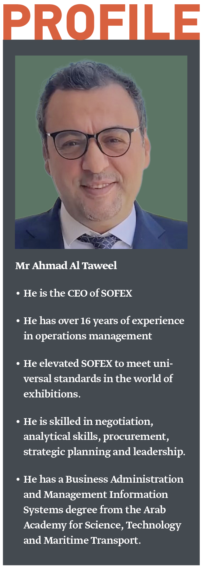Ahmad Al Taweel‭, ‬CEO of‭ ‬“SOFEX”‭ ‬Jordan to Aljundi We work to ...
