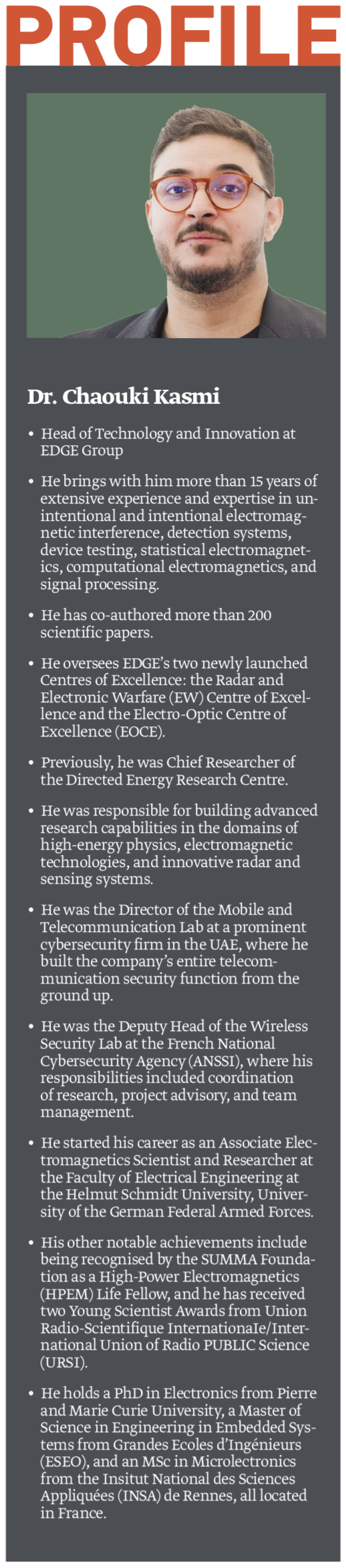 Dr. Chaouki Kasmi, President of Technology and Innovation, EDGE to ...